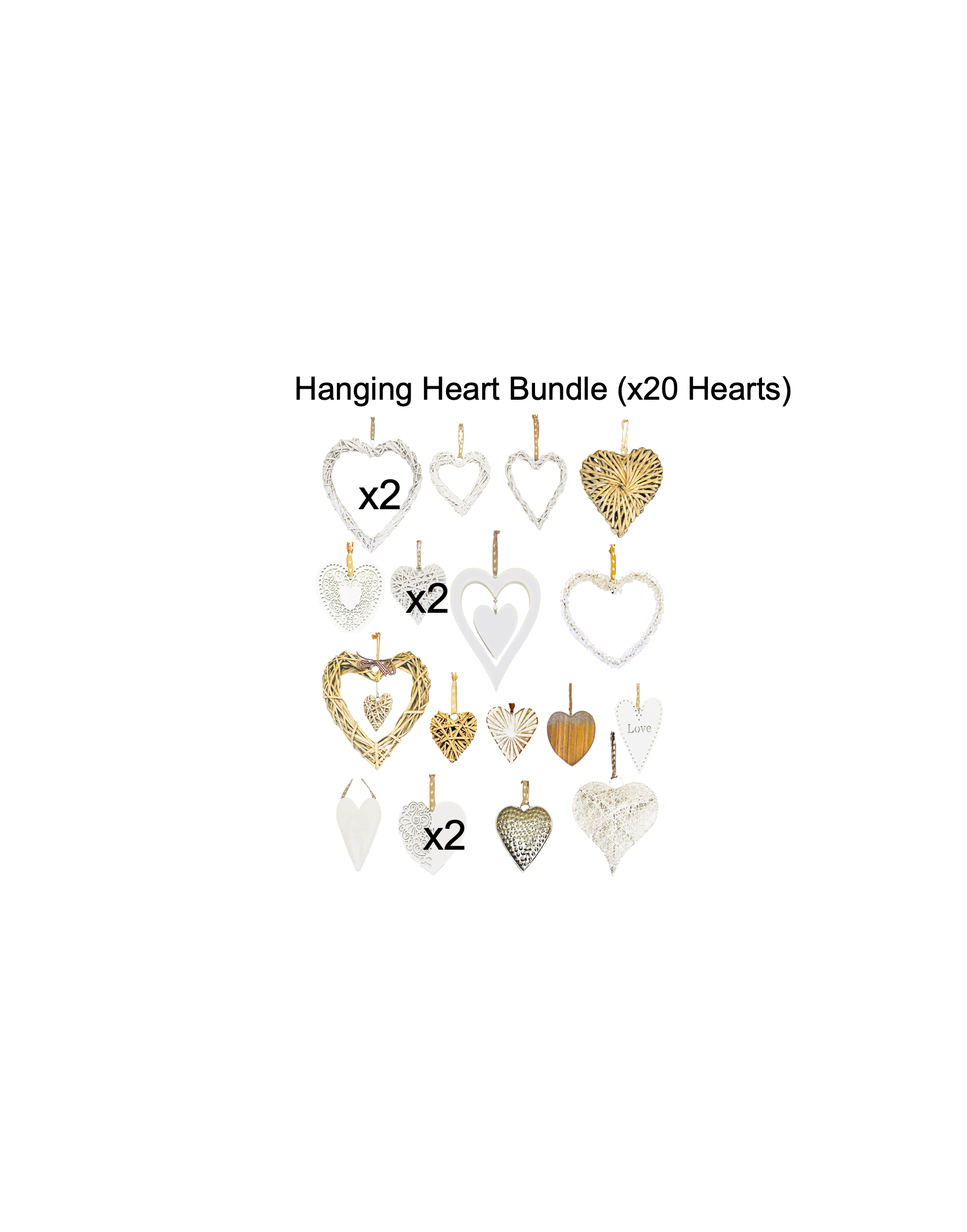 Decorative Heart Hanging Bundle x20 | Perfect Moments