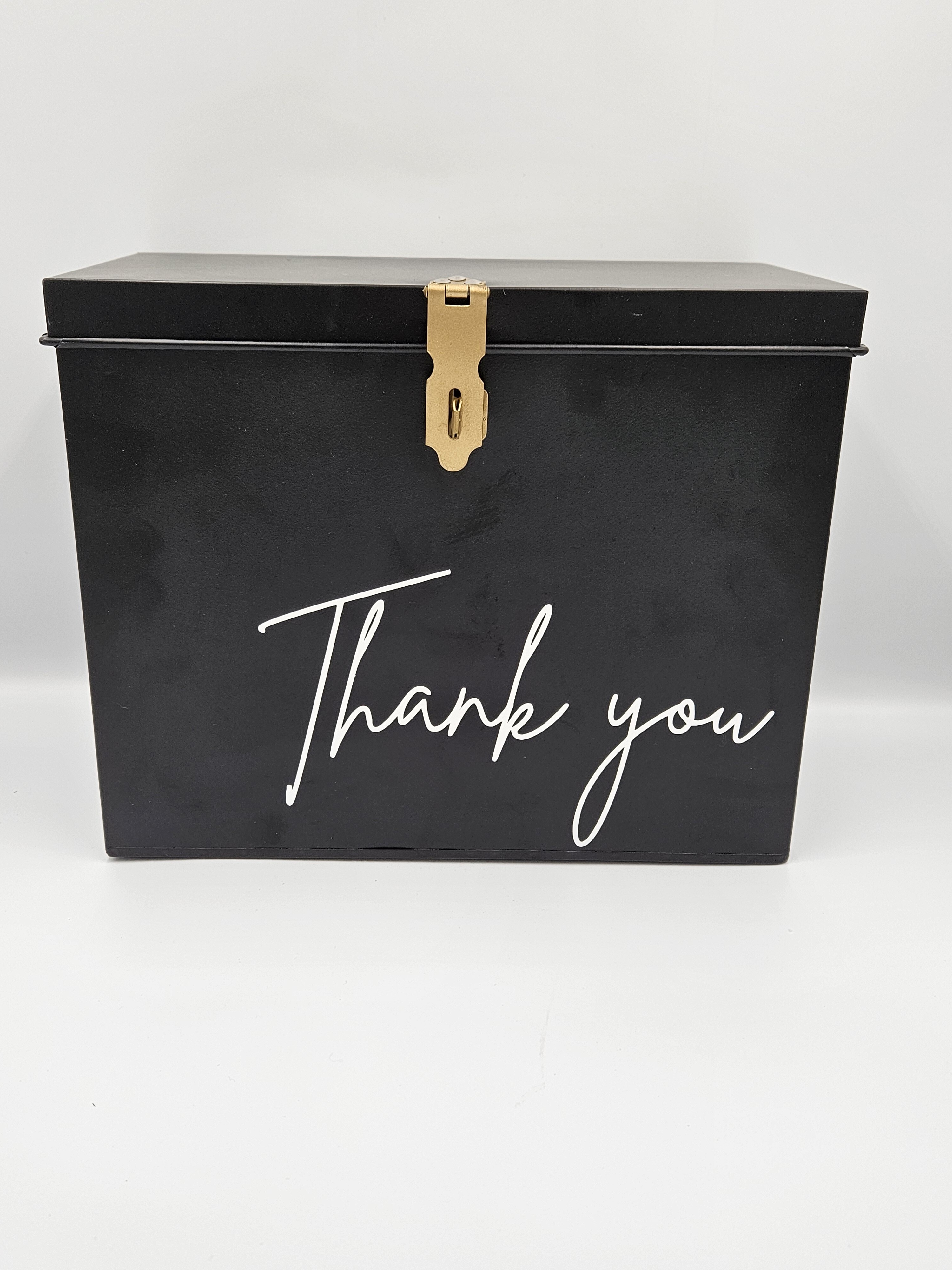 Black Metal Card Box | Whispering Willow Event Rentals