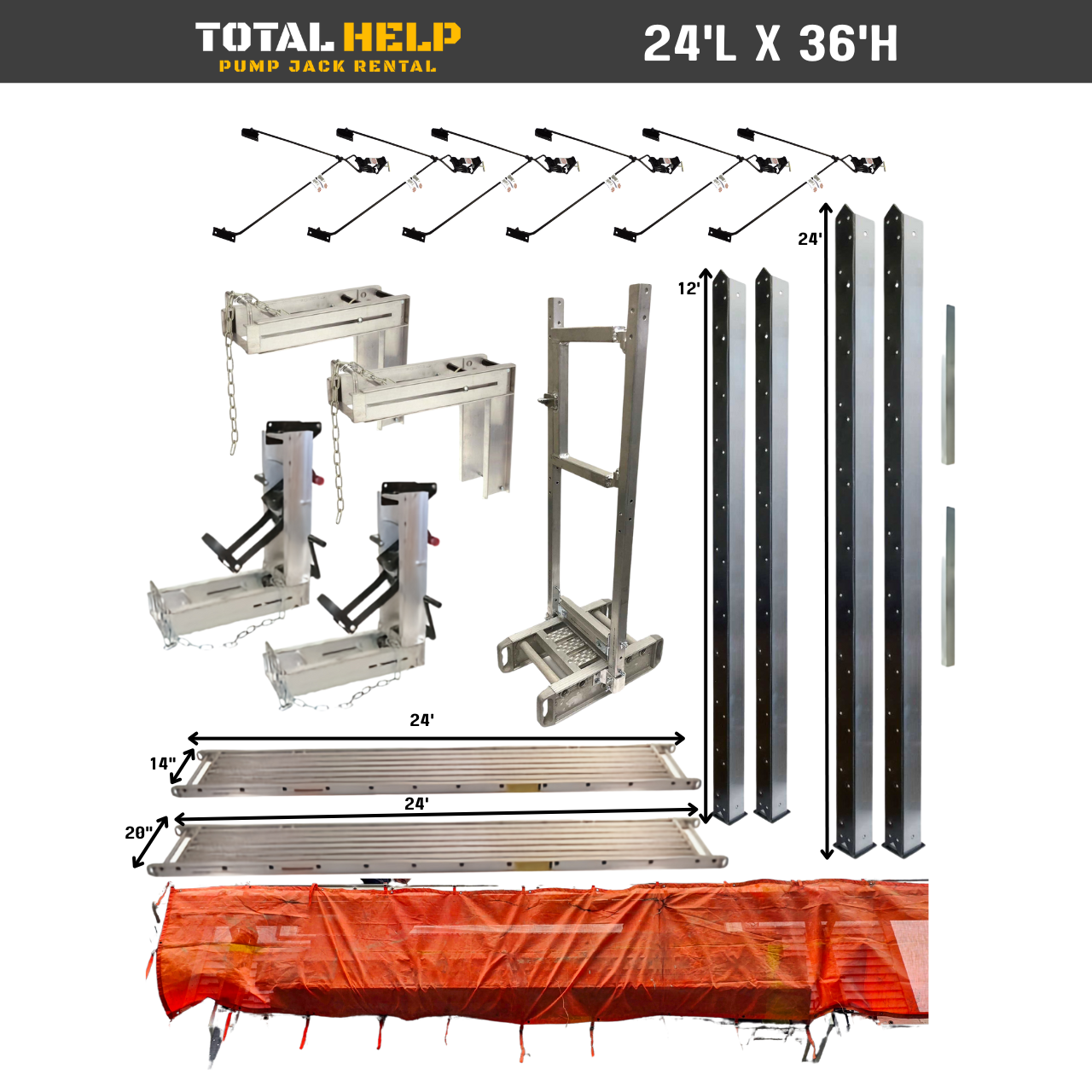 Pump Jack Scaffold System 24'L x 36'H | Total Help Pump Jack Scaffold ...
