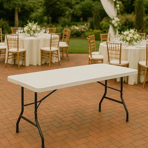 6 FT Rectangular Plastic Bi-Fold Banquet Table | S.N. LaVie Event ...
