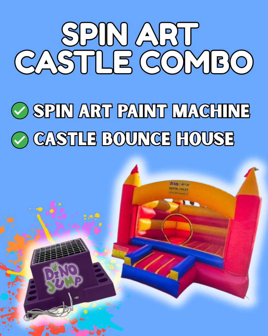 Bouncy Castle and Spin Art Party Deal | DinoJumpUSA | Bounce House ...