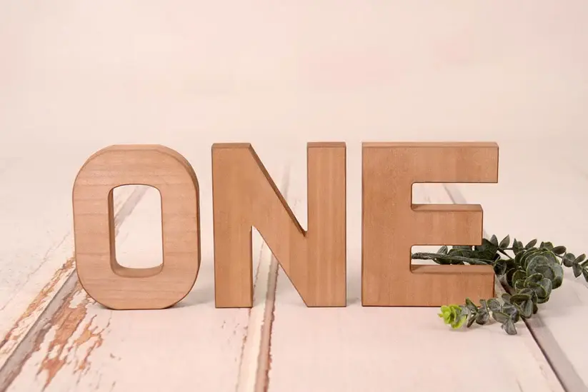 'ONE' Wooden Sign | Occasion Source - The Occasion Rental Company