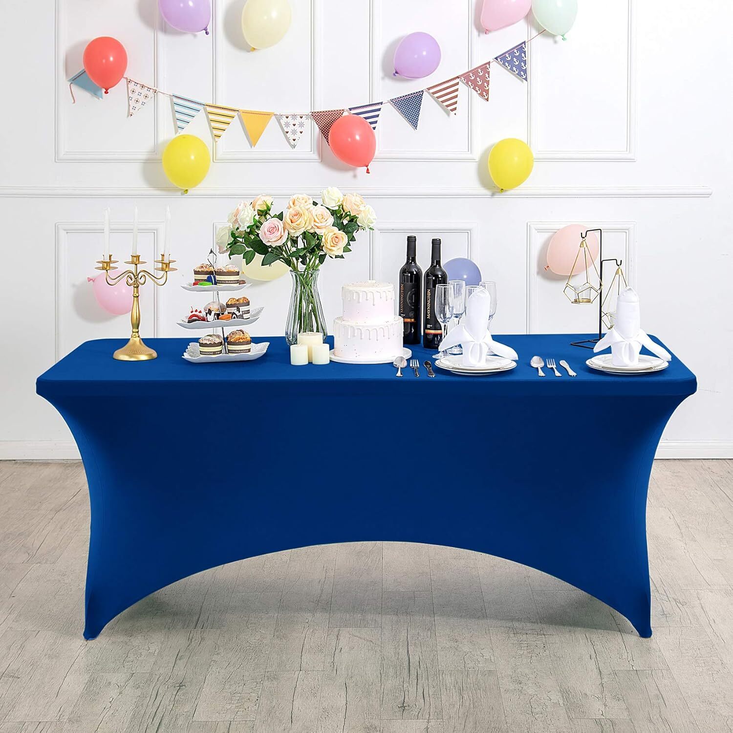 4' Royal Blue Rectangle Spandex Tablecloth | Occasion Source - The ...
