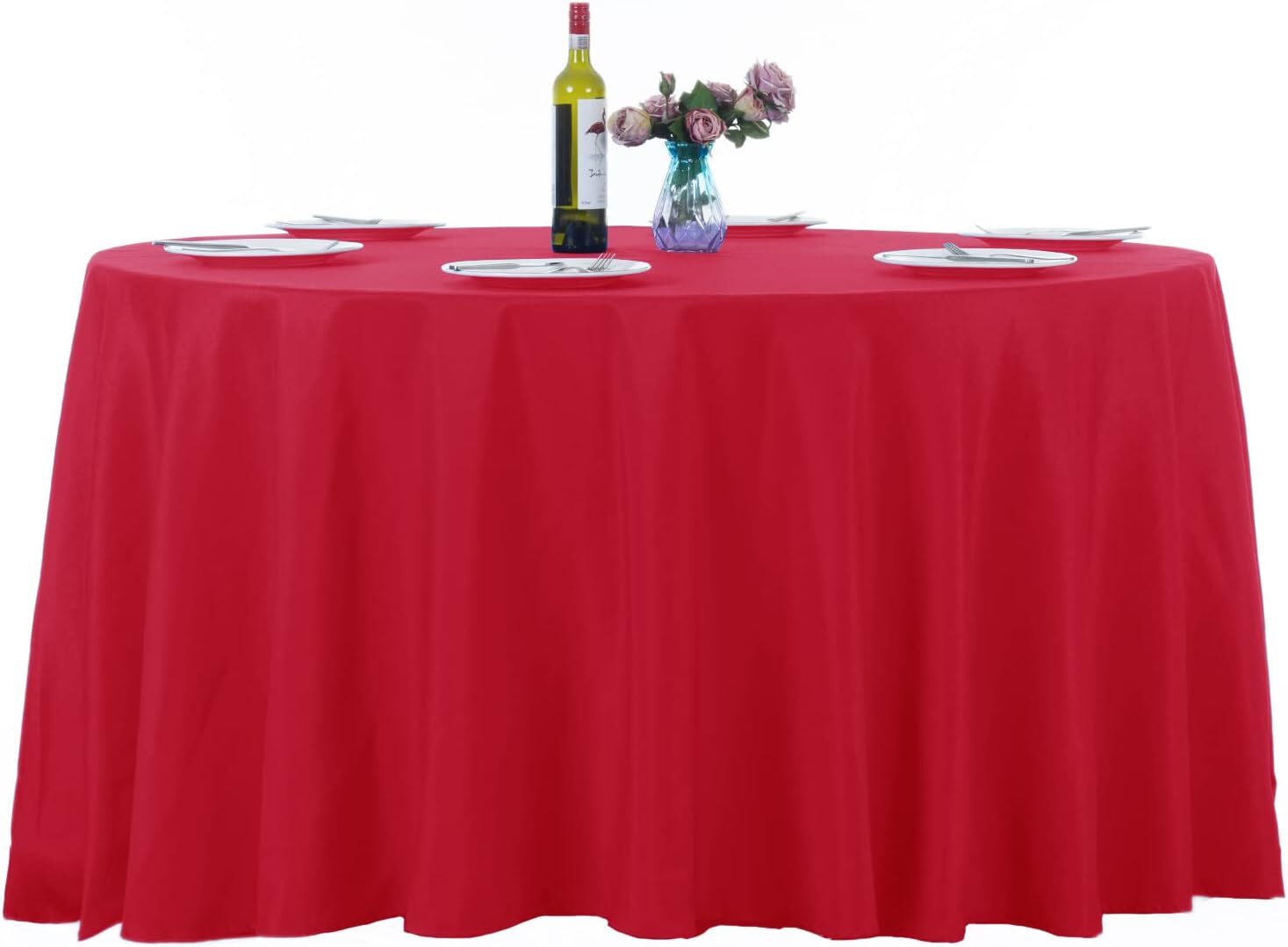 132' Red Round Tablecloth | Occasion Source, LLC