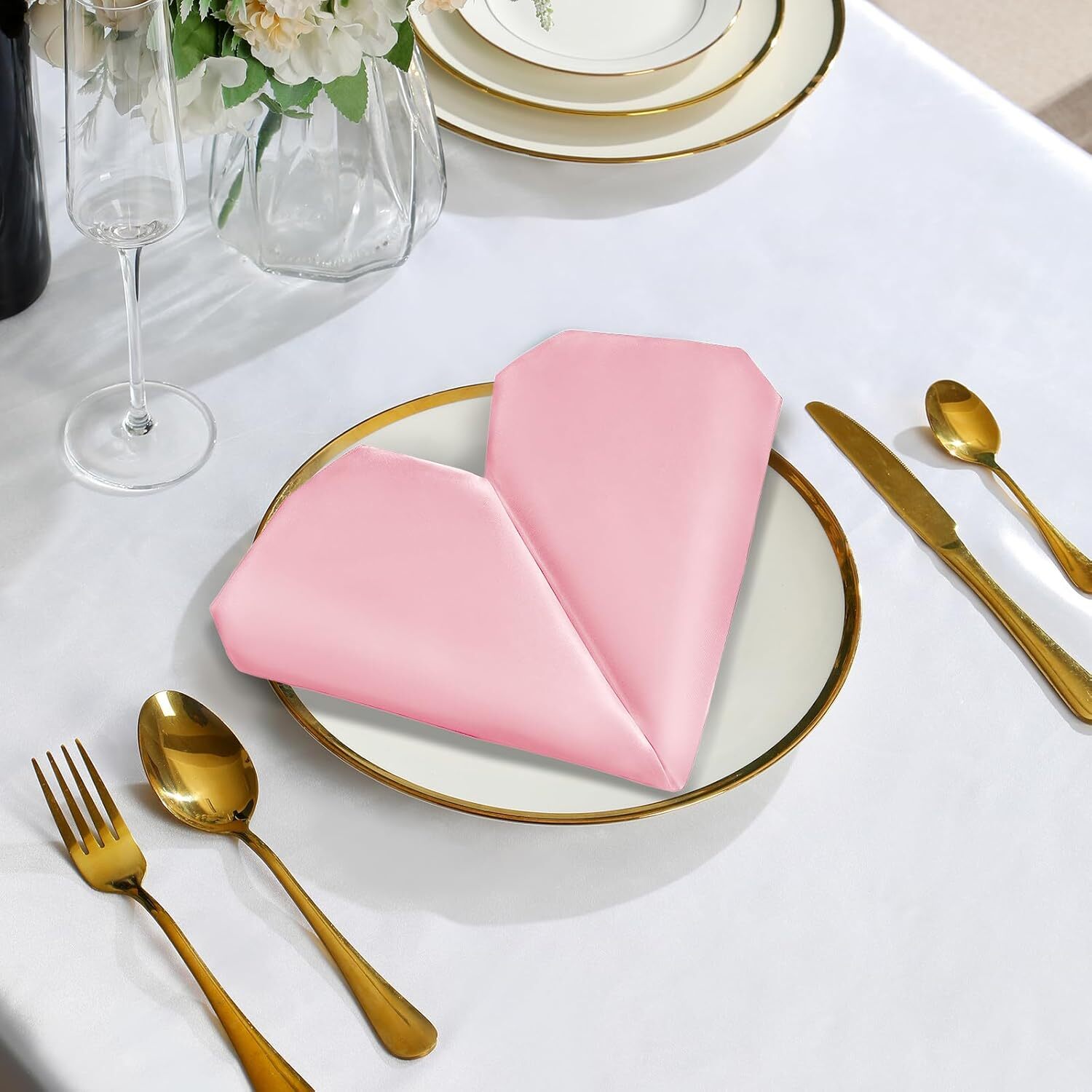 17'x17' Blush Pink Satin Napkin | Occasion Source, LLC
