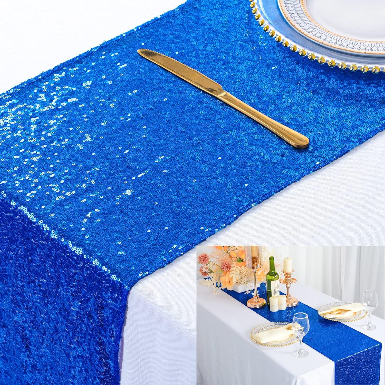 12'' x 108'' Royal Blue Sequin Table Runner | Occasion Source - The ...