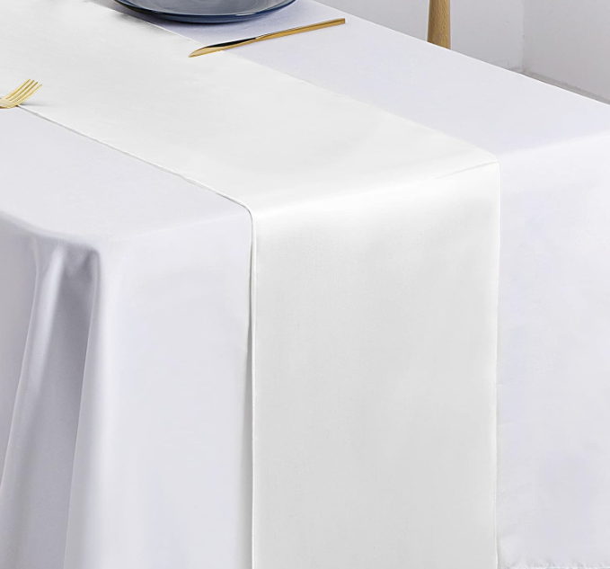 12' x 108' White Satin Table Runner | Occasion Source - The Occasion ...