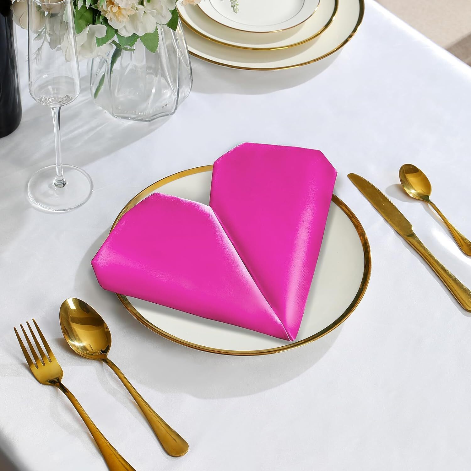 17' x 17' Hot Pink Satin Napkin | Party & Event Rentals in Cypress, TX ...