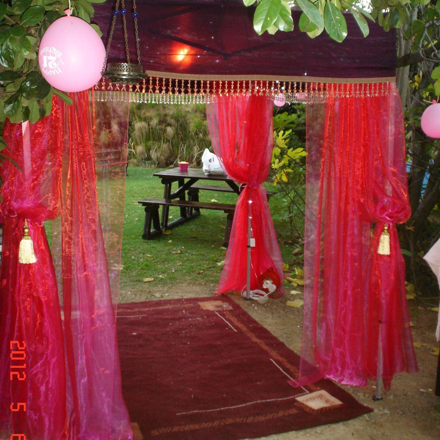 S43 Gazebo - Turkish Canopy with Beads 2m | Dazzling Props