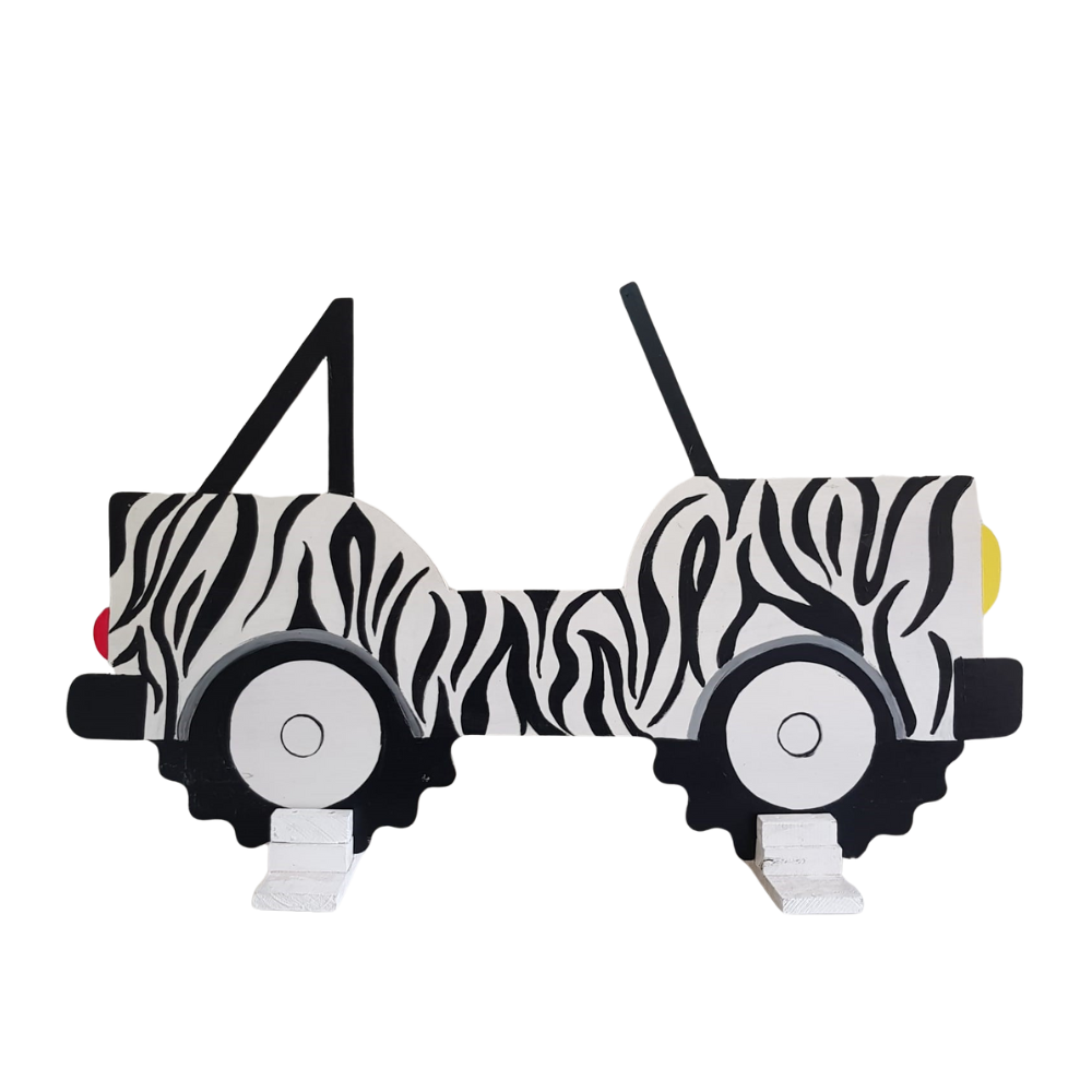 S1296 Zebra Safari Jeep | Dazzling Props