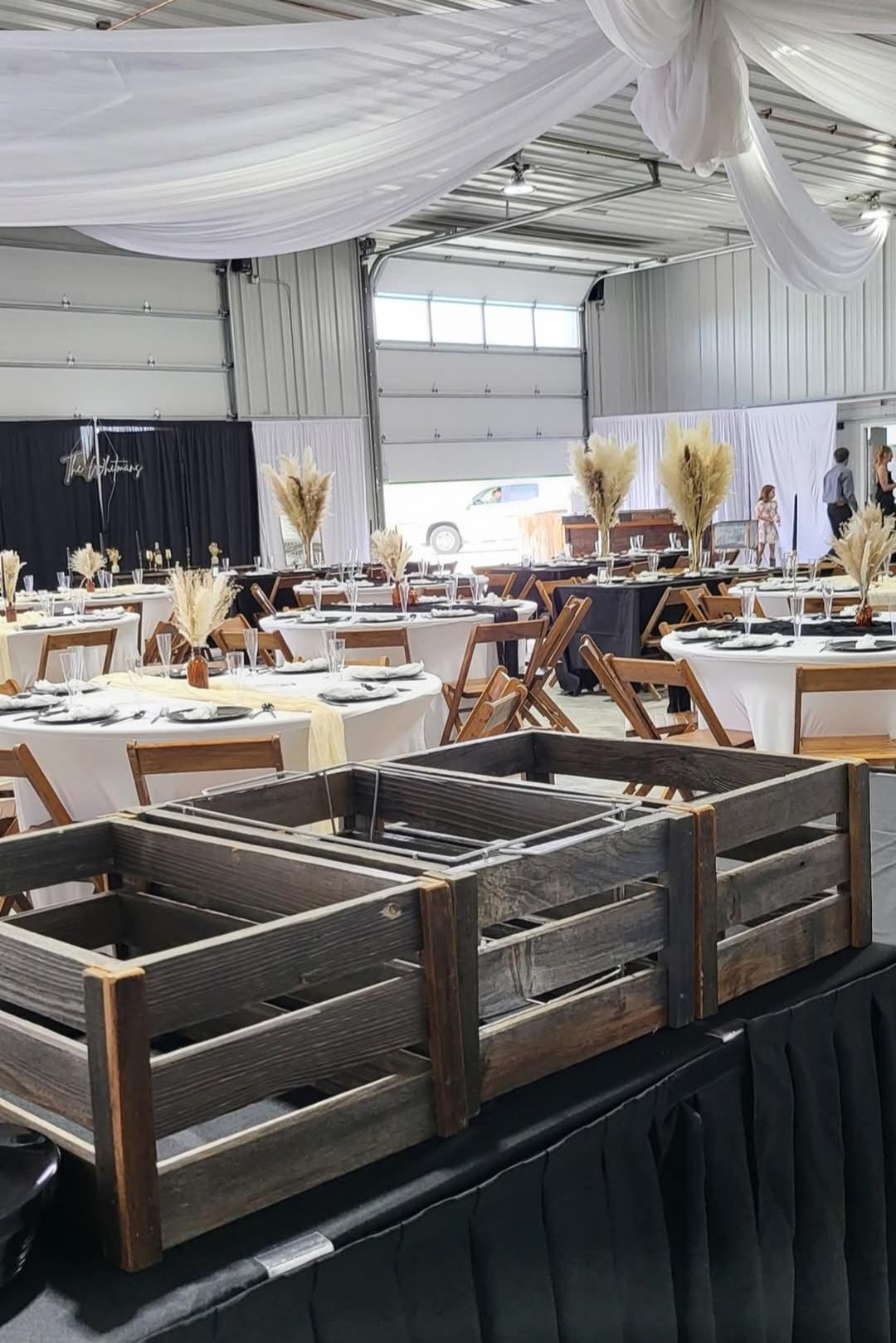 Wood Crates for Chafing Dishes | Romantic Wedding Rentals, Helena MT