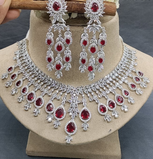 Diamond and Ruby Bridal Necklace Set - D0005 | Rent To Ramp (ADDEEK ...