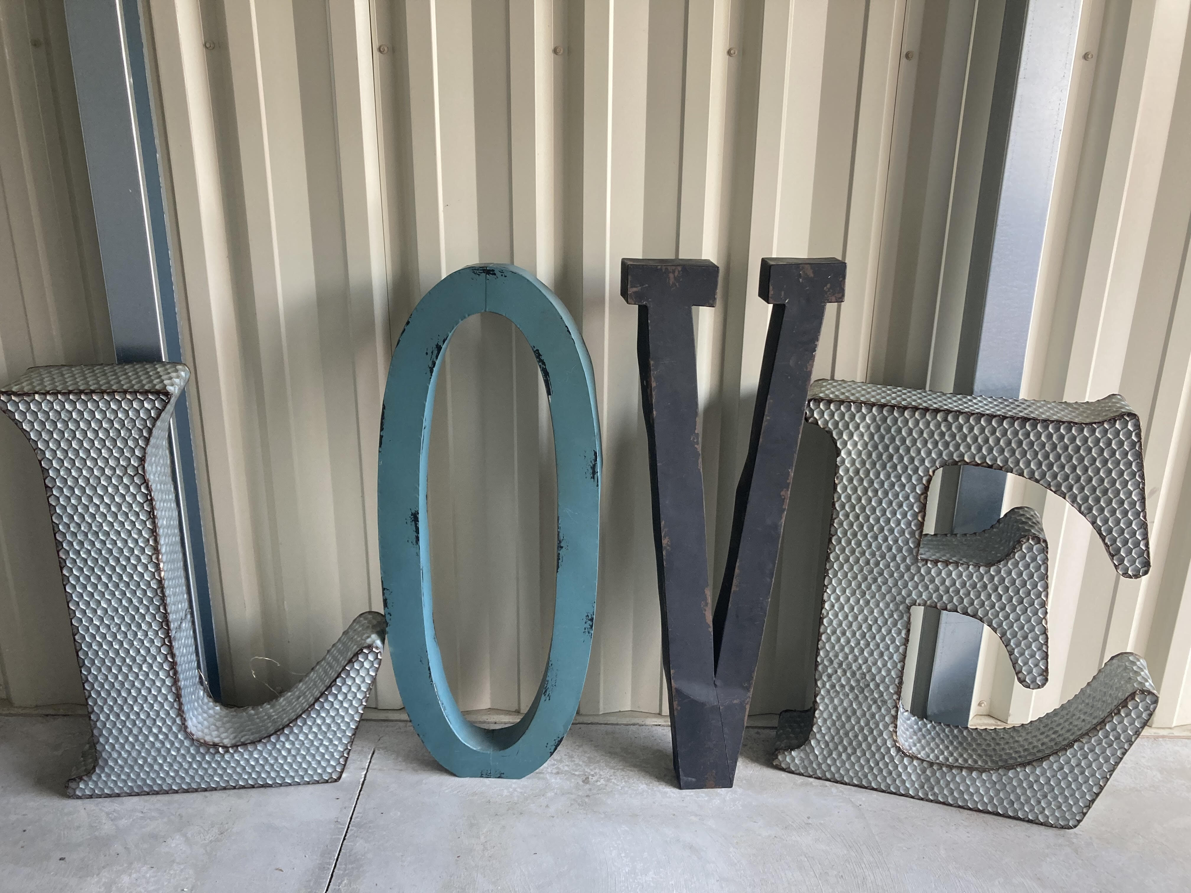 Galvanized 'LOVE' Letters Set- Item # 1507 | Something Borrowed Wedding ...