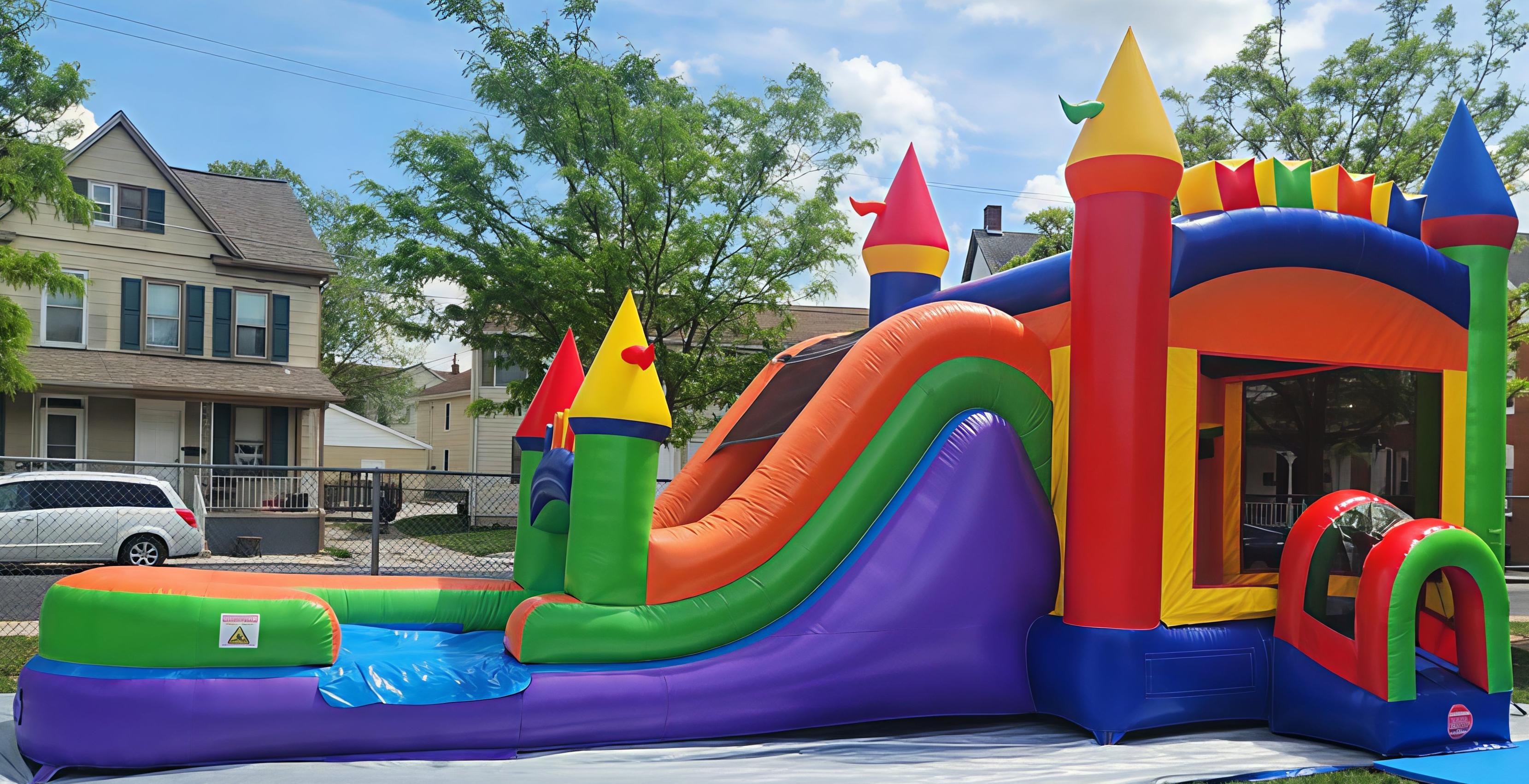 Mega Rainbow Bounce House & Slide | Bounce Boys Rentals