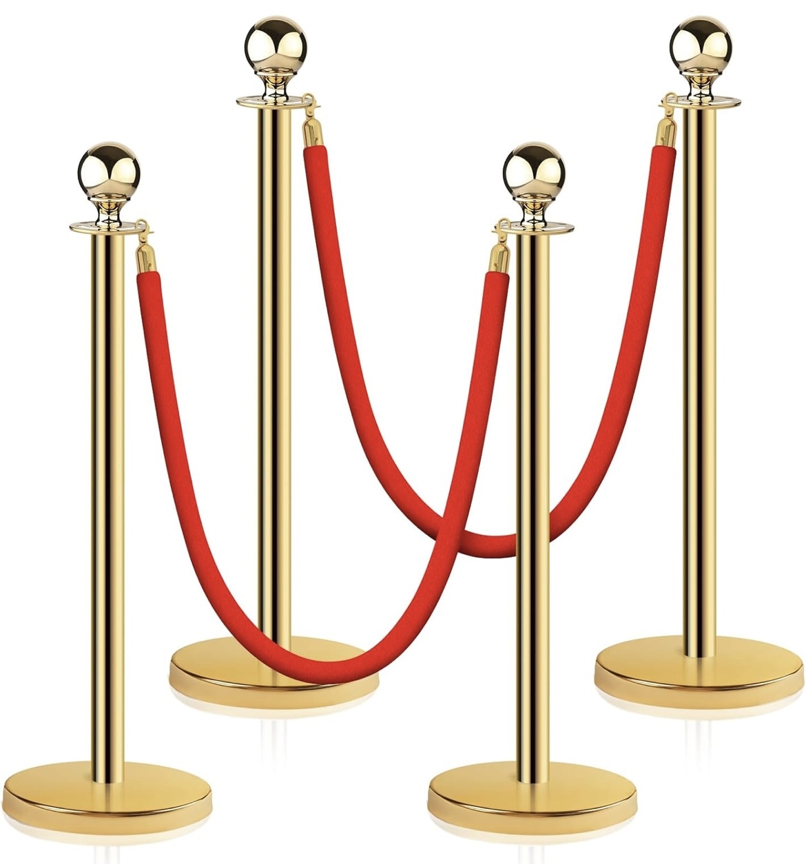 Red Rope Stainless Steel Gold Stanchion | Premiere Party Rentals, LLC