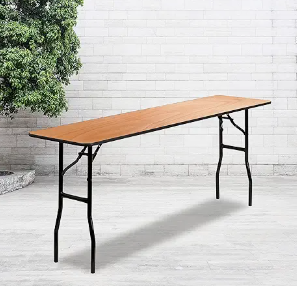 6-foot Wood Display Table (18' wide) | Premiere Party Rentals, LLC
