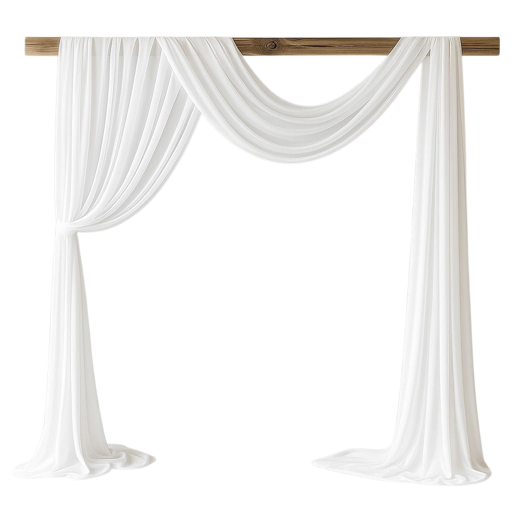 White Sheer Arch Drape | Rustic Wedding & Event Rentals