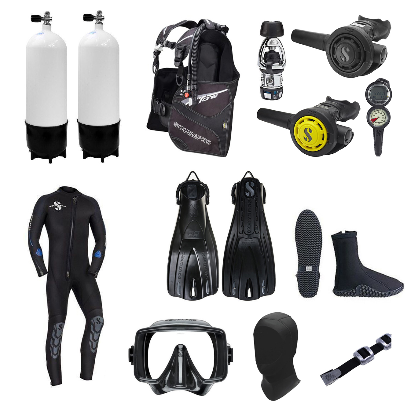 Two Cylinders - Full Set Scuba Bundle (SELECT SIZES BELOW) | Diving ...
