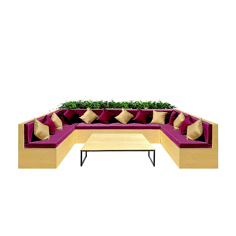 LES U-Shape Lounge - Velvet Burgundy | Rent Furniture in Qatar - LES ...