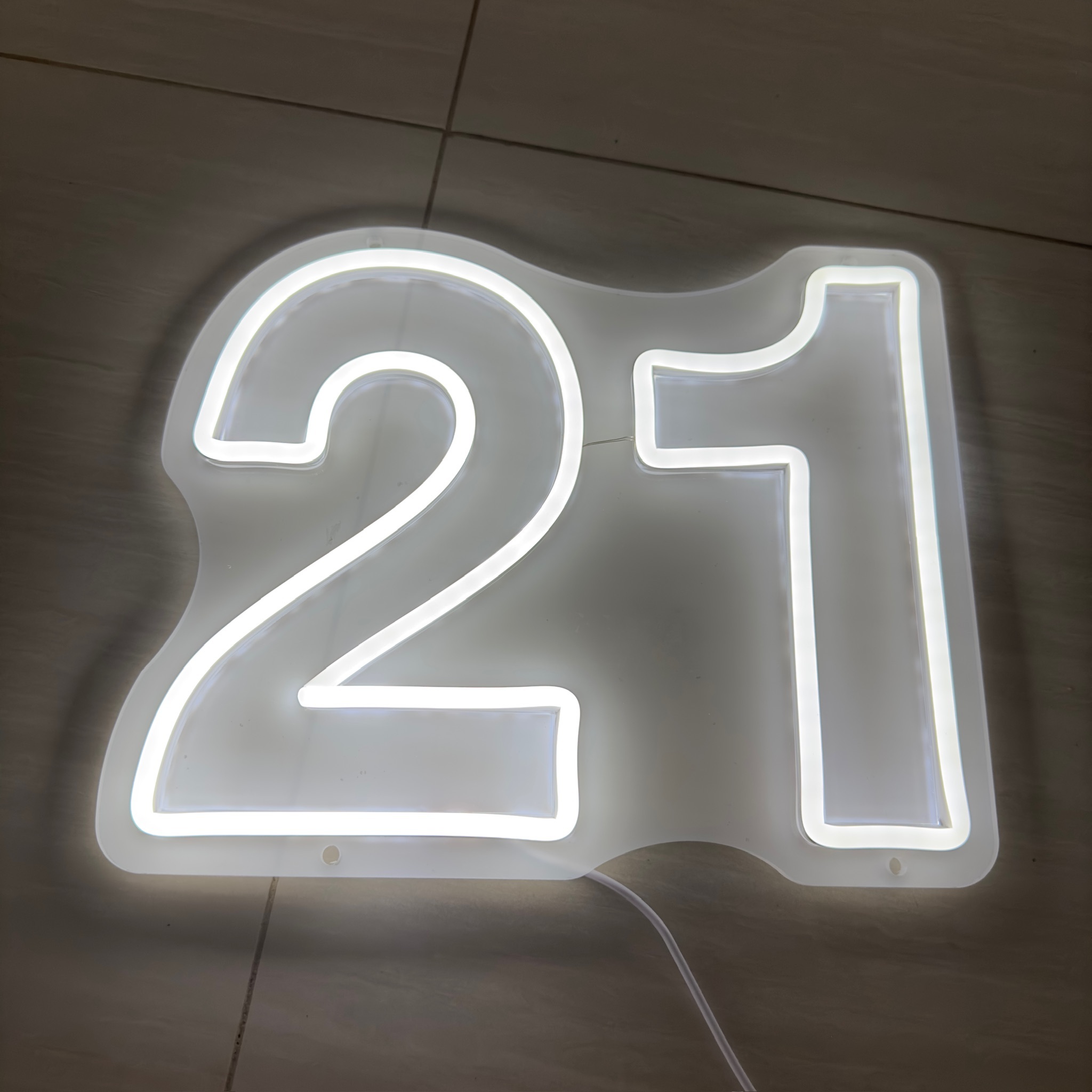 Neon Light up '21' sign | Gold Coast Event Hire Company