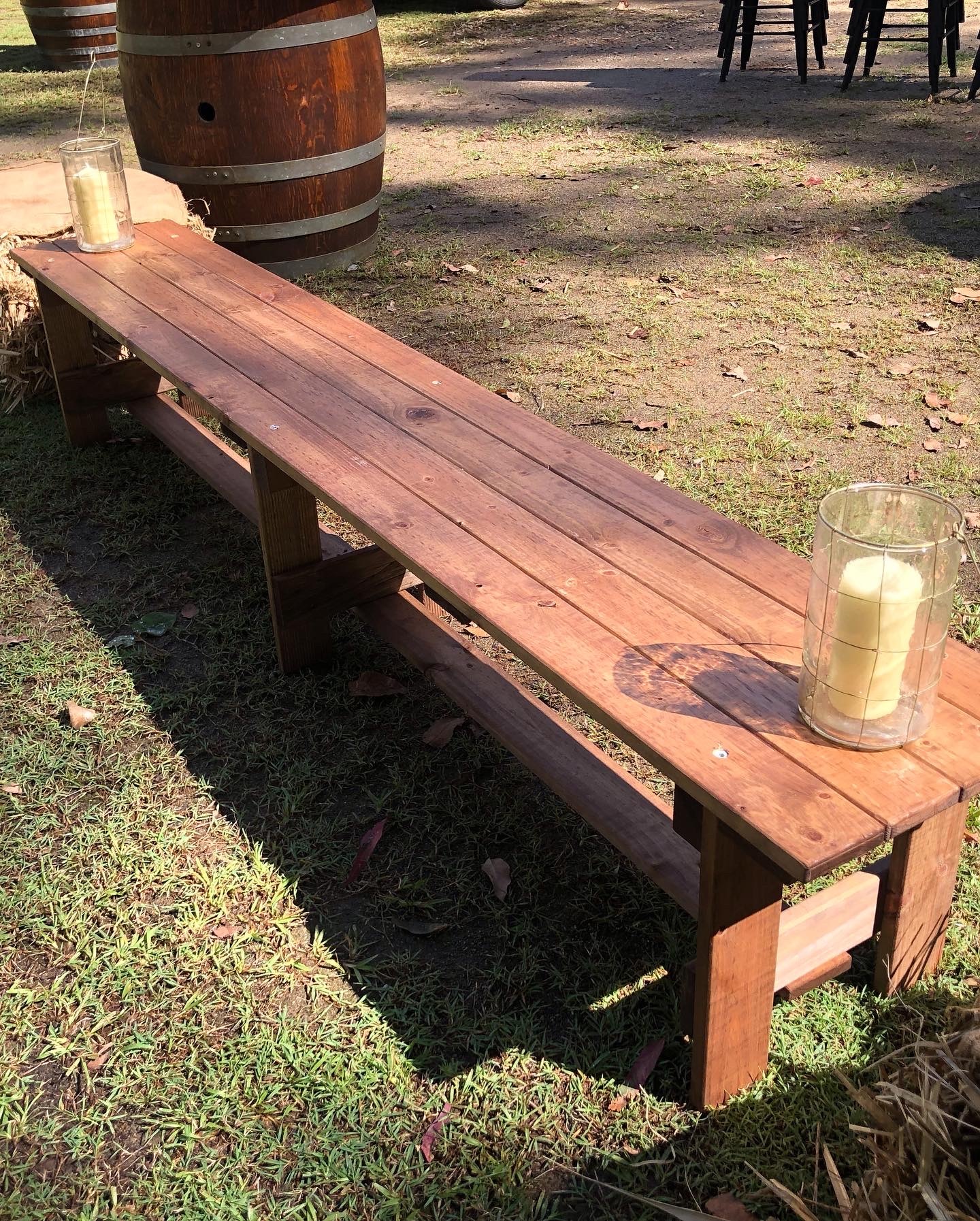 Rustic Wood Bench Seat | Gold Coast Event Hire Company
