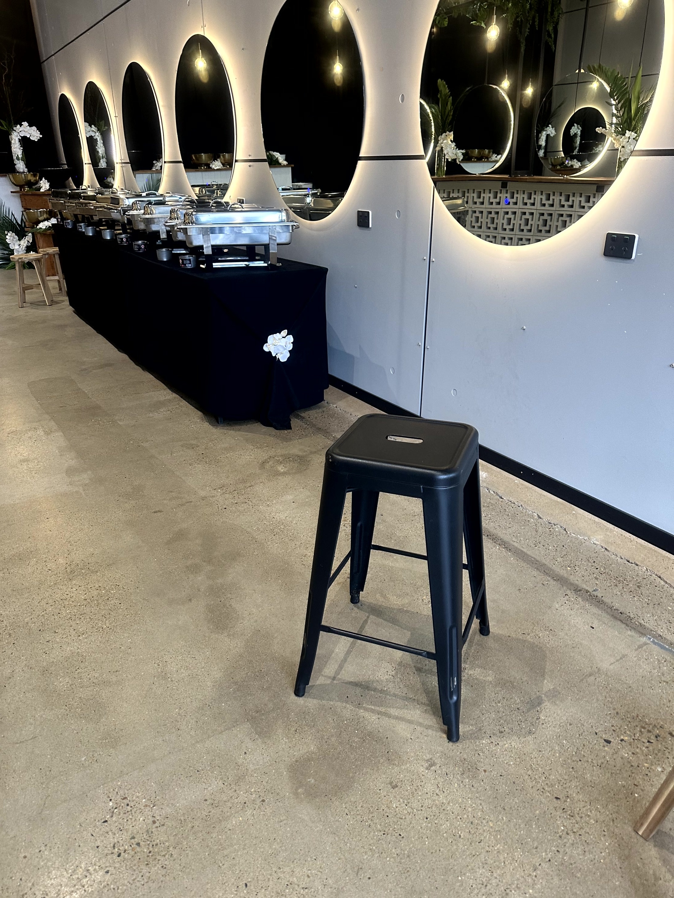Tall Metal Stools - 66 cm Black | Gold Coast Event Hire Company