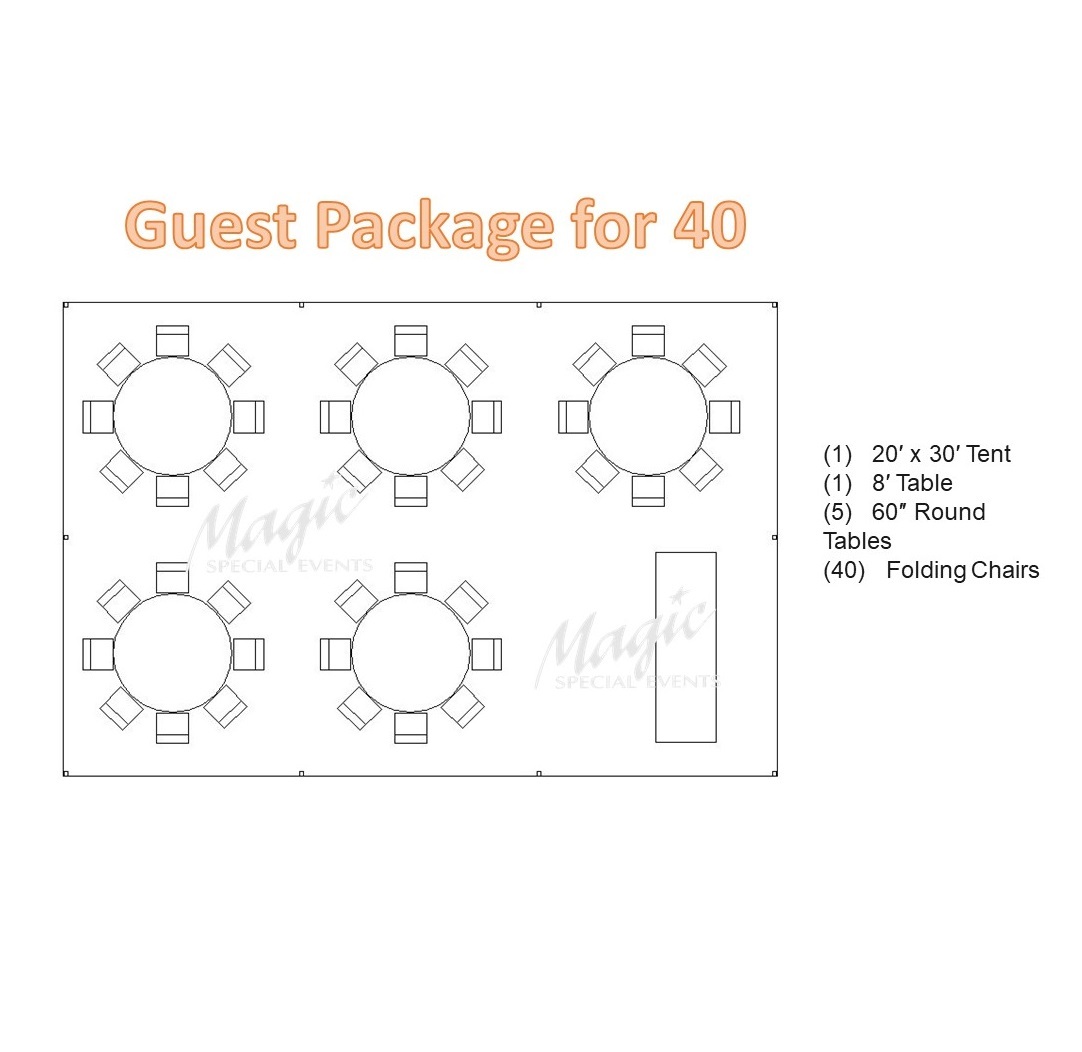 40 Guest Package | Clermont Party Rentals | Kim's Party Rentals Tables ...