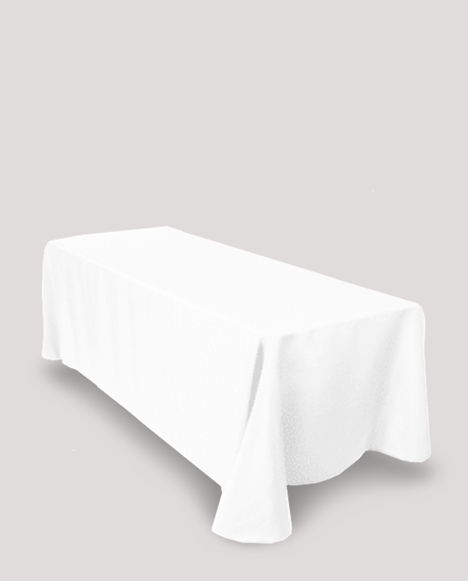 White Rectangular Table Cloth - 8ft | Des Moines Party Rentals • Chairs ...