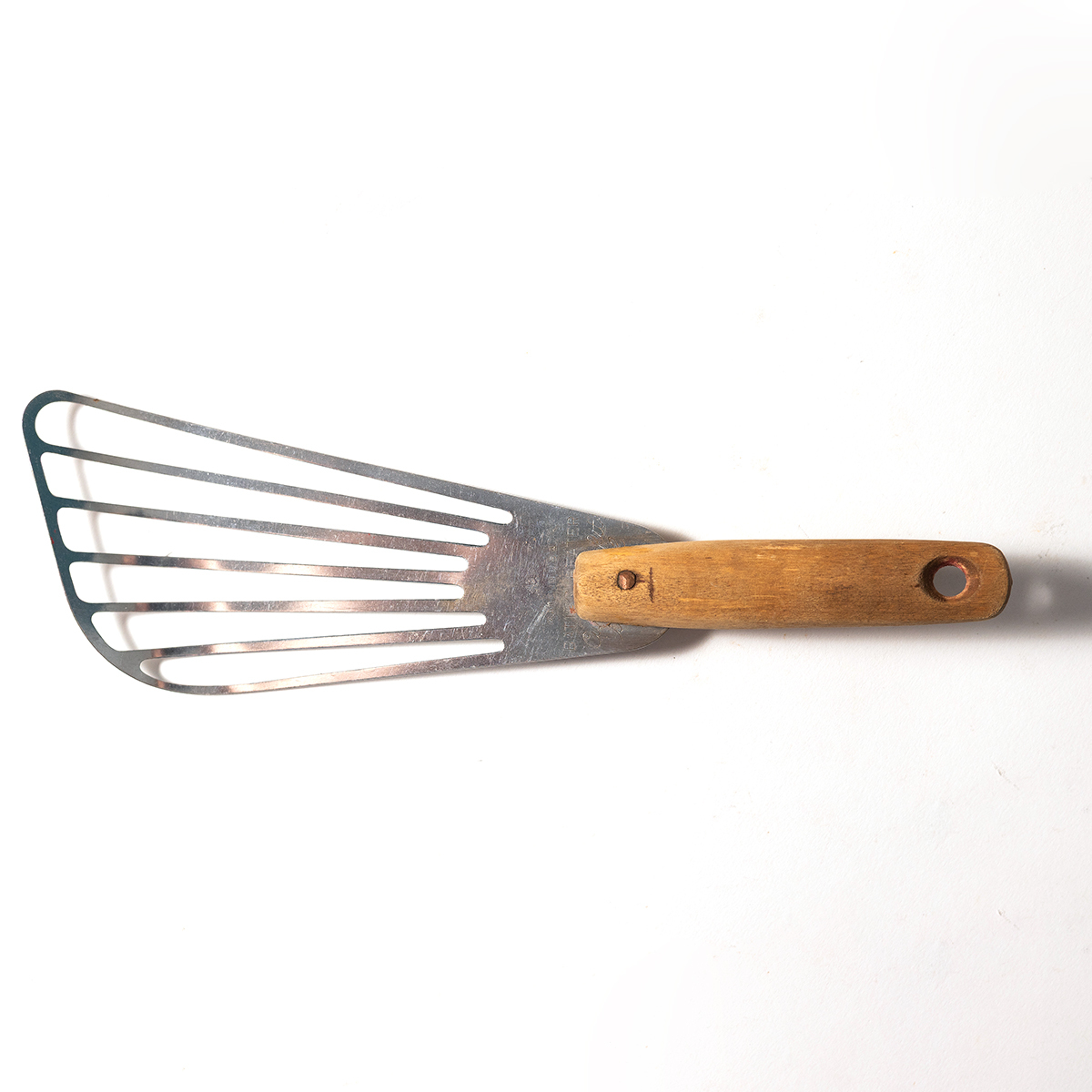 Vintage Slotted Fish Spatula, Batter Beater Metal with a Wood Handle ...