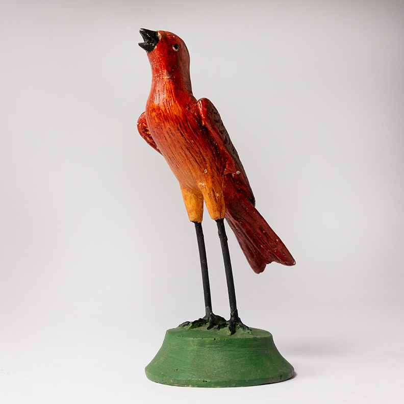 Cardinal Statue with a clear Glass bud vase - 5.5' x 3' | Prop Haulin