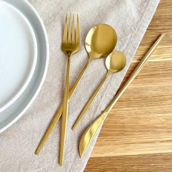 Gold Modern Cutlery 4pc Set | Scene & Co.