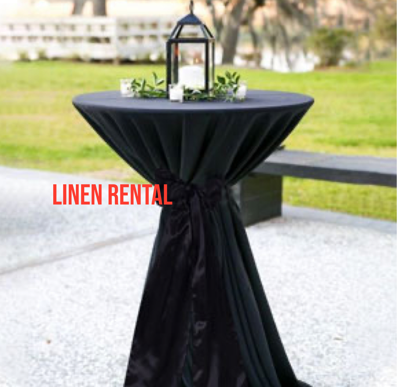 Black Cocktail Linen w/ Tie | Gonzales Party Rentals