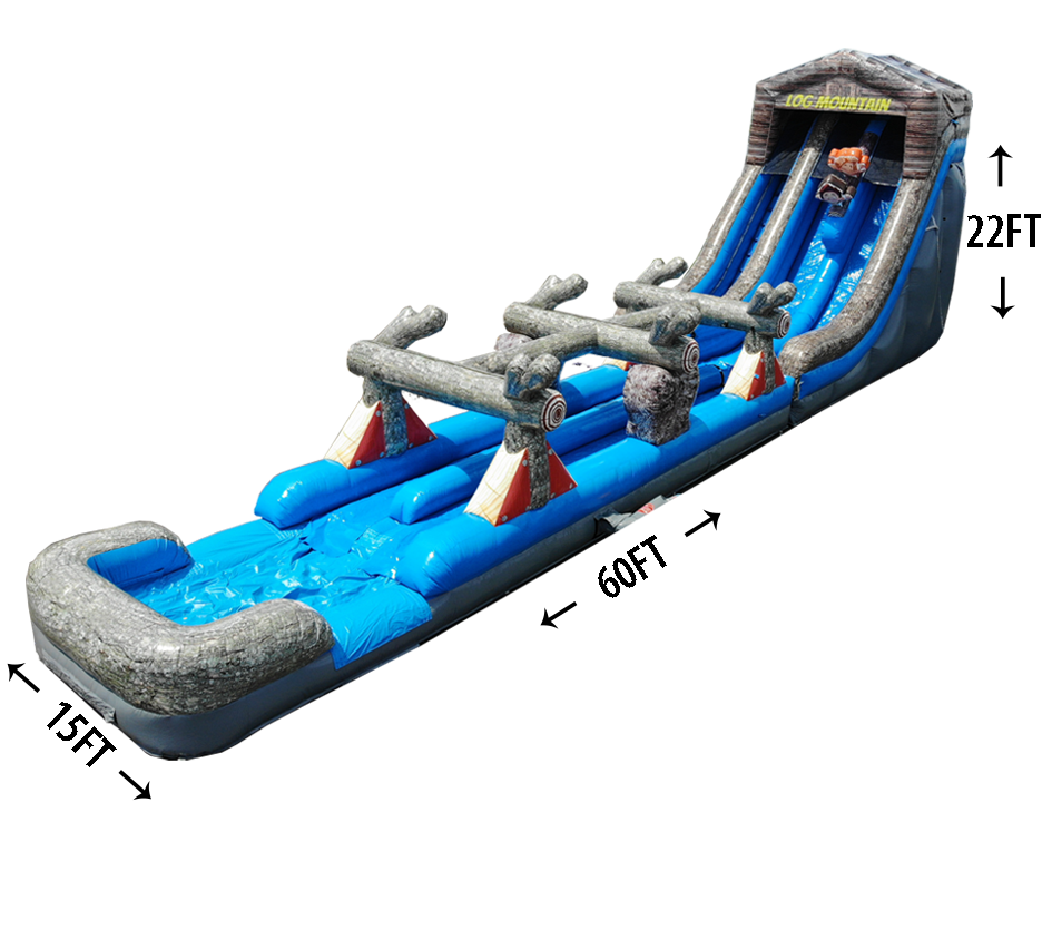 22' Dual Lane Log Mountain Slide | Bounce Around Inflatables