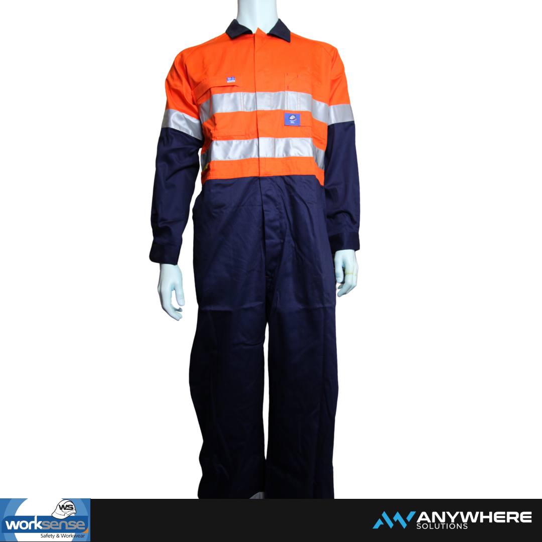 Worksense - Long Sleeve Hi Vis Overalls (Orange/Navy with Reflectors ...