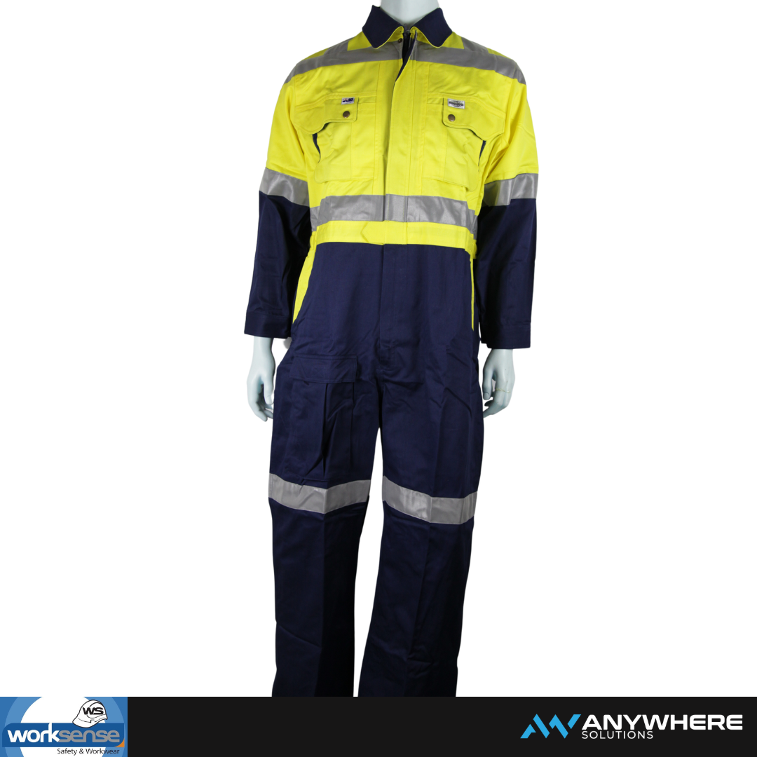 Worksense - Long Sleeve Hi Vis Combination Overall (Yellow/Navy with ...