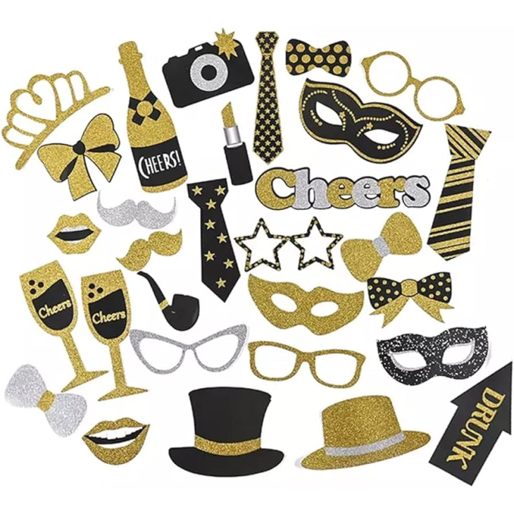 Golden Photo Booth Props | Memories