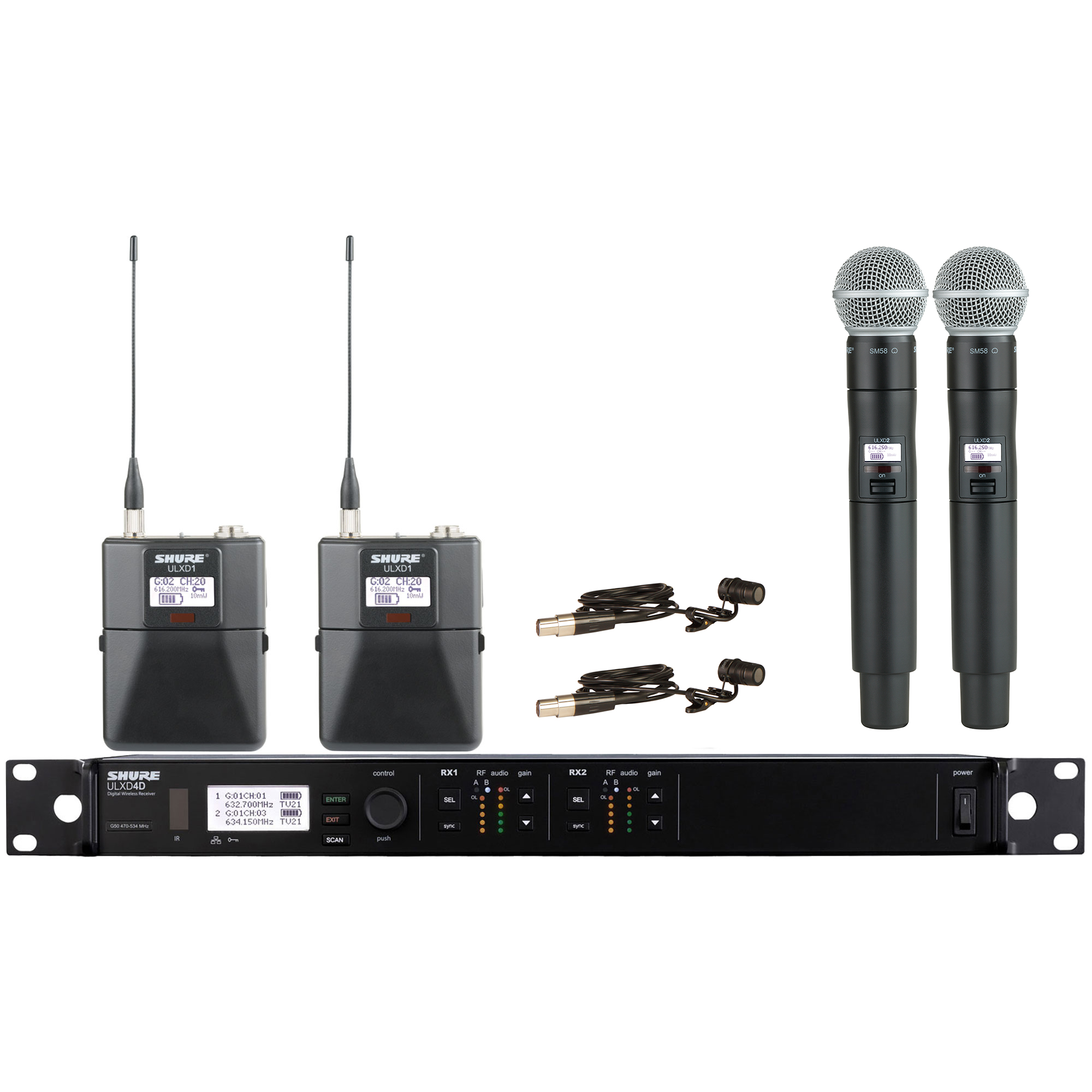 Shure ULX-D Dual Combo Wireless Microphone System | FP Rentals | Pro rentals in audio, video ...