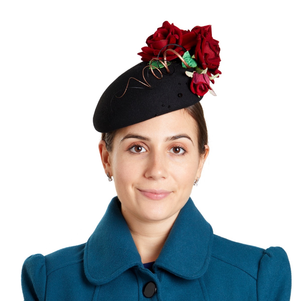 Loretta rose beret - black | Bee Smith Millinery