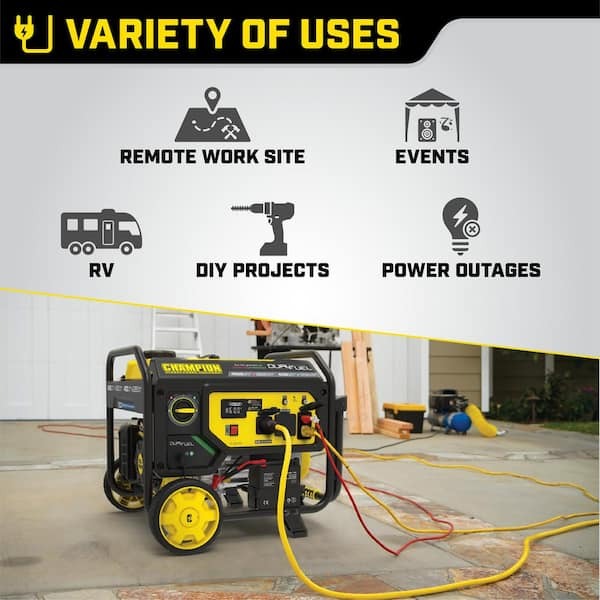 6,500/5,300-Watt Dual Fuel Gas and Propane Powered Portable Generator ...