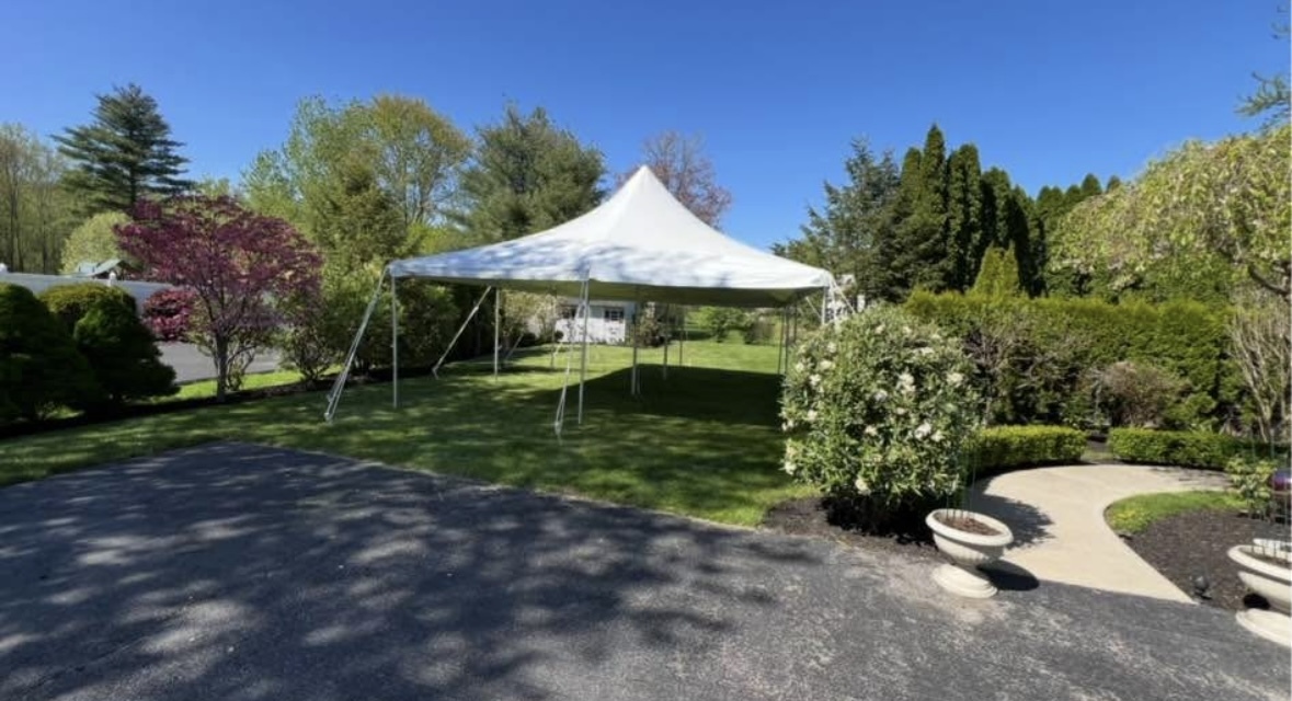 20'x30' Party Package with 8' Banquet Tables | Clover & Co Event Rentals