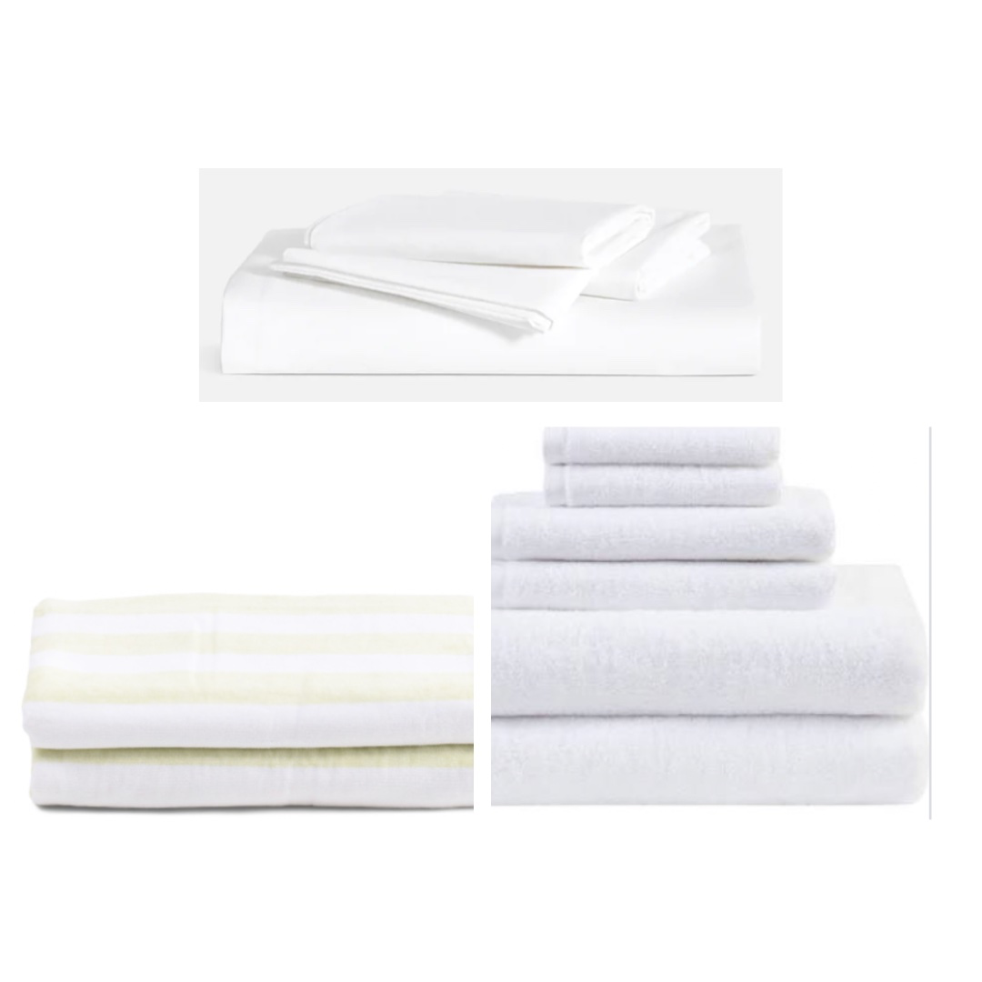 Queen Deluxe Bundle (Linen Set/2 Bath Towel Sets, 2 Beach Towels ...
