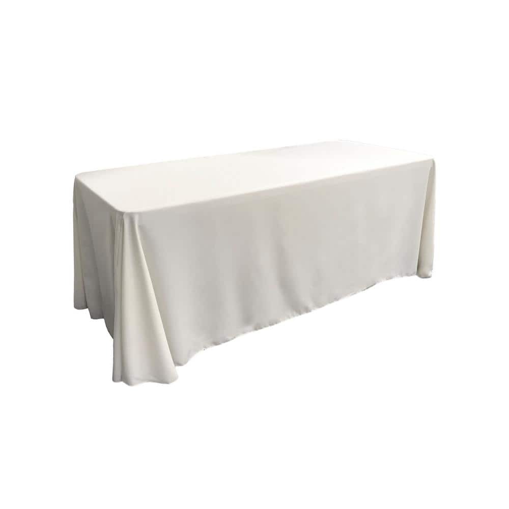 White 90''x132'' rectangle Linens | Firefly Event Rentals Table and Chairs
