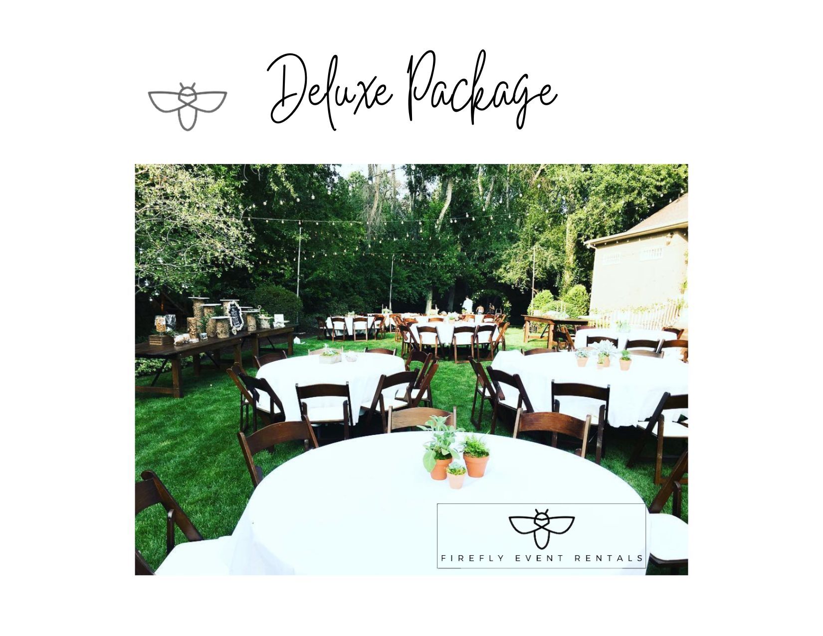 150 Guest Package - Deluxe | Firefly Event Rentals Table and Chairs