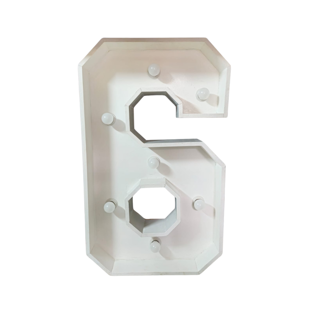 Number 6 Marquee Light 1m Height | Elegance Events & Décor