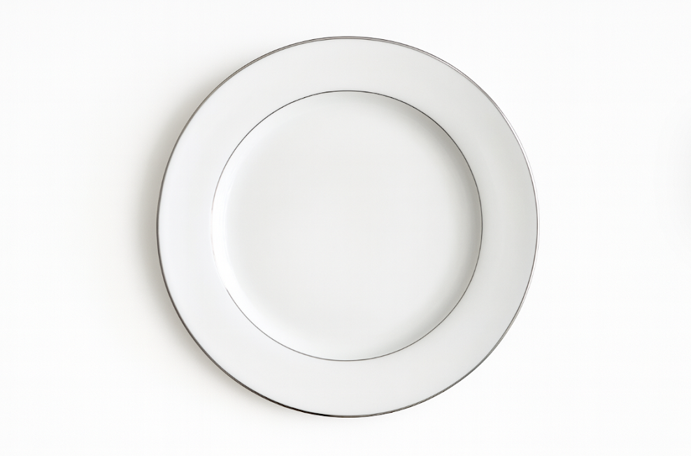 Silver Rim Dinner Plate | Beggars Banquet Rentals - Your Event Rentals ...