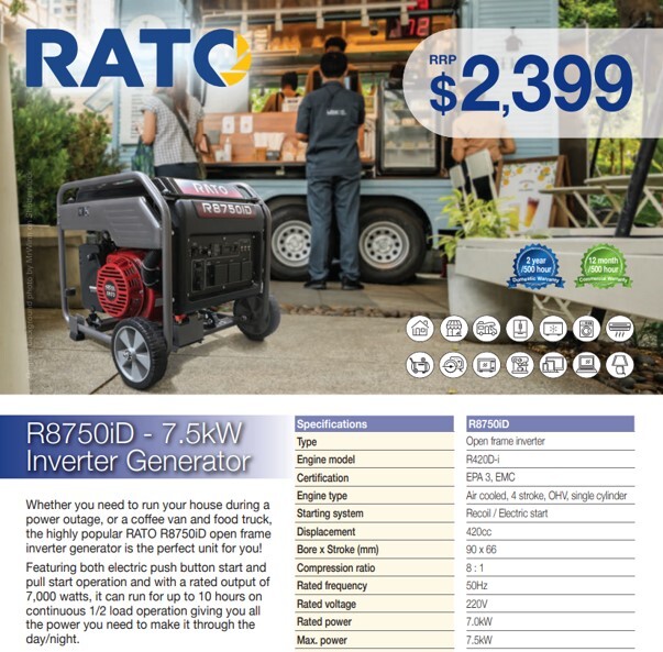 7.5kW RATO Inverter Generator For Sale Yarra Valley | Hire in Warburton ...