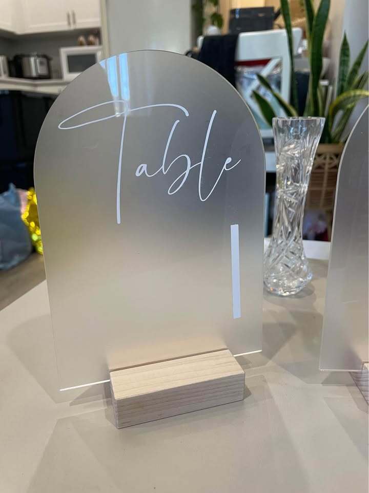 Arch Table Numbers with Wood Stands | Effortless Event Rentals by Erin