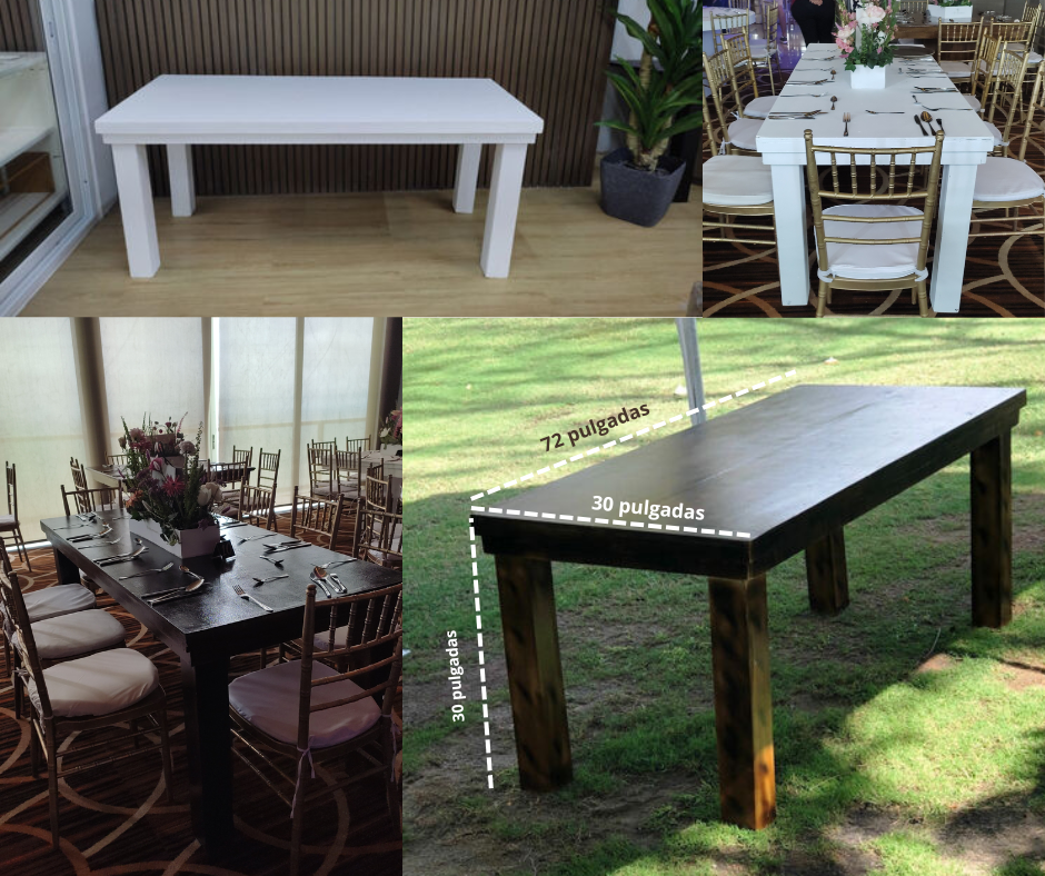 Mesa rectangular de madera 72x30 | Somos Alquileres Eventos y Más ...
