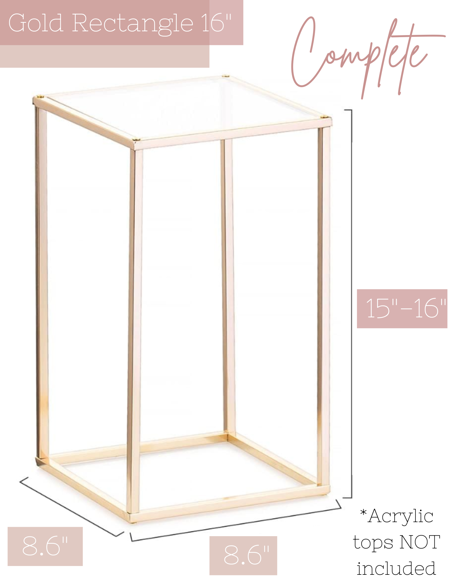 16' Gold Metal Rectangle Stand | Complete Weddings