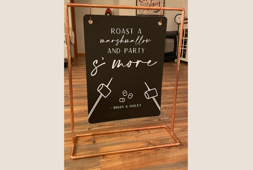 Mini Copper Pipe Sign Holder | A Moment In Time Event Rental